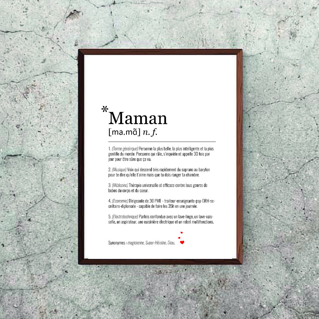 Poster / affiche Maman définition (fête des mères, anniversaire)